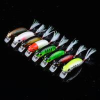 China 8 Colors 6.0CM/9.80g 8# Hooks Black feather hook plastic hard bait fake bait monster Fishing Minnow Lures for sale