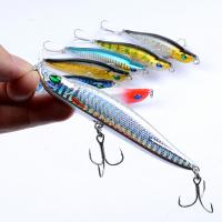 China 7 Colors 9/.5CM/17G 6#*2Hooks Sea River Long Shot Plastic Hard Bait Sinking Pencil Fishing Lure for sale