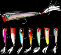 China 7 Colors 8CM/10.50G Feather Hook Perch,Catfish Plastic Hard Bait Popper Fishing Lure for sale