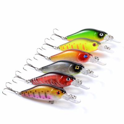 China 6 Colors 7CM/6.8g 3D Eyes Plastic Hard Bait 0.30m-1.5m Floating Crank Fishing Lure for sale