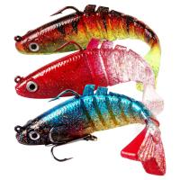 China 3 Colors 9CM/17g 6#Hooks 3D Eyes Plastic Soft Bait Full Swimming Layer Multi Jointed Fishing Lure for sale