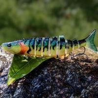 China 12 Colors 12CM/20g 3D Eyes Plastic Bait Submerged Minnow Eight Multi Jointed Fishing Lure for sale