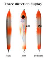 China 5 Colors 23CM/90g 3D Eyes Solid Wood Bait Treble Hooks Tuna Fishlure Wooden Pencil Fishing Lure for sale