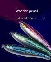 China 3 Colors 17CM/70g 3D Eyes Solid Wood Bait Treble Hooks Laser Coating Topwater Wooden Pencil Fishing Lure for sale