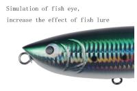 China 3 Colors 17CM/70g 3D Eyes Solid Wood Bait Treble Hooks Laser Coating Topwater Wooden Pencil Fishing Lure for sale