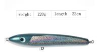 China 4 Colors 22CM/120g Abalone Shell Wood Bait Treble Hooks Tuna Fishlure Pencil Wooden Fishing Lure for sale