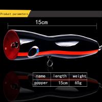 China 5 Colors 15CM/65g Wood Bait Treble Hooks Water Impact Largemouth Bass Snakehead Popper Wooden Fishing Lure for sale