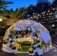 China Steel Frame Coffee Geodesic Dome Tent Clear PVC For Restaurant for sale