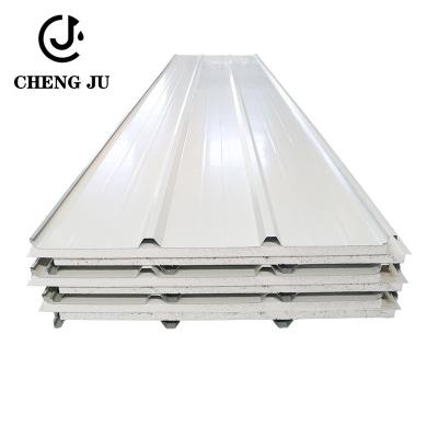China Polyurethane Insulation Roof Sandwich Panel 50-120mm Thickness 1150mm Width Prefabricated Building for sale