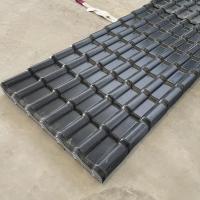 China Black PVC Roof Tile Bamboo Joint Waterproof Resinvilla Tile 1130mm Width 1.5mm Thickness for sale