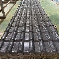 China Black PVC Roof Tile Bamboo Joint Waterproof Resinvilla Tile 1130mm Width 1.5mm Thickness for sale