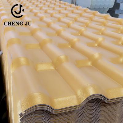 China Glazed Waterproof Gold Color Bamboo Joint Resinvilla Tile PVC Terracotta Roof Tiles 0.8mm-4.0mm for sale