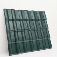 China Deep Green Glazed 10 Ft Corrugated Roofing Bamboo Joint Resinvilla Tile for sale
