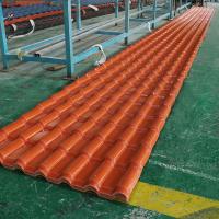 China Orange PVC Bamboo Joint Roof Tile 2.5-3.0mm Glazed Resinvilla Tile 1050mm Width for sale