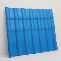 China Sky Blue PVC Glazed Bamboo Joint Synthetic Resin Roof Tile 2.0mm Thickness 2.08pcs per sqm for sale