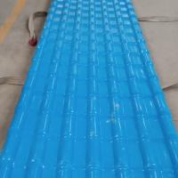 China Sky Blue PVC Glazed Bamboo Joint Synthetic Resin Roof Tile 2.0mm Thickness 2.08pcs per sqm for sale