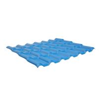 China Sky Blue PVC Glazed Bamboo Joint Synthetic Resin Roof Tile 2.0mm Thickness 2.08pcs per sqm for sale