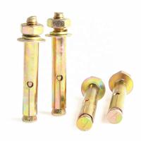 China Brass Plated High Carbon Steel Sleeve Anchor Bolts M6-M16 50-150mm Metal Expansion Screw for sale