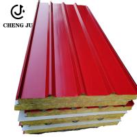 China Red Color Coated Rock Wool Sandwich Roof Panel 950mm Width 50-120mm Thickness for sale