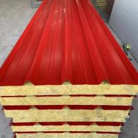 China Red Color Coated Rock Wool Sandwich Roof Panel 950mm Width 50-120mm Thickness for sale