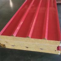 China Red Color Coated Rock Wool Sandwich Roof Panel 950mm Width 50-120mm Thickness for sale