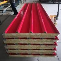 China Red Color Coated Rock Wool Sandwich Roof Panel 950mm Width 50-120mm Thickness for sale