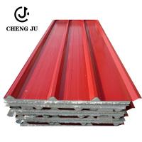 China Roofing Panel Building Metal Material Polyurethane Color Coated Sandwich Panel for sale