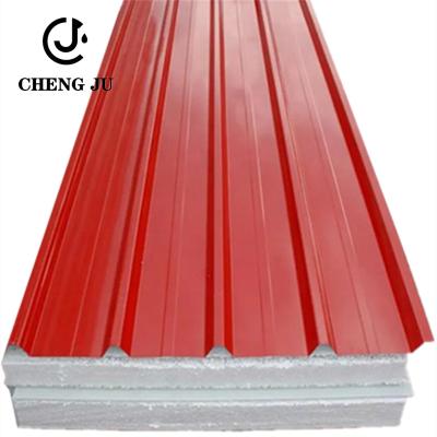 China Corrugated Rock Wool Sandwich Panel Roofing Sheet 50-150mm for Metal Building for sale