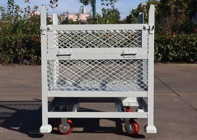 China Industrial Mobile Rigid Mesh Stillage Pallet Cage Trolley With Castors for sale