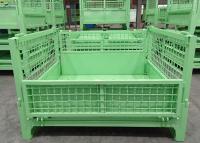 China Metal Stackable Stillage Bin Pallet Cage 1500kg Capacity Green Powder Coating for sale