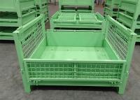 China Metal Stackable Stillage Bin Pallet Cage 1500kg Capacity Green Powder Coating for sale