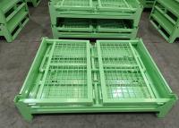 China Metal Stackable Stillage Bin Pallet Cage 1500kg Capacity Green Powder Coating for sale