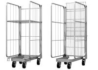 China Wire Mesh Roll Cage Pallets Trolley 500kg Powder Coating For Supermarket for sale