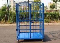 China Lockable Mobile Storage Roll Cage Pallet Trolley 500kg Capacity Galvanized for sale