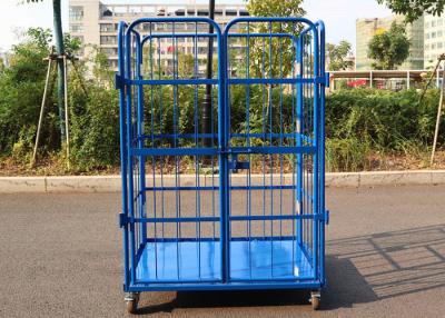 China Lockable Mobile Storage Roll Cage Pallet Trolley 500kg Capacity Galvanized for sale