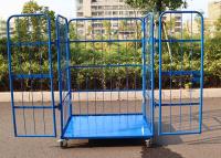 China Lockable Mobile Storage Roll Cage Pallet Trolley 500kg Capacity Galvanized for sale