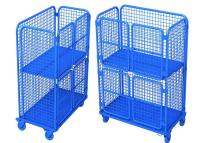 China Custom Q235 Steel Nestable Roll Cage Trolley Container With Gates for sale