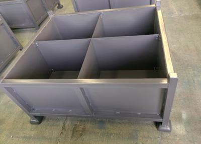 China ODM Rigid Metal Metal Pallet Cage Stackable Stillage Bins 4 Partitions For Storage for sale