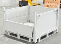China Heavy Duty Collapsible Storage Stillage Pallet Tubs With Half Drop Gate Powder Coated for sale