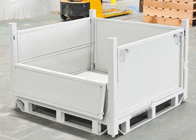 China Heavy Duty Collapsible Storage Stillage Pallet Tubs With Half Drop Gate Powder Coated for sale