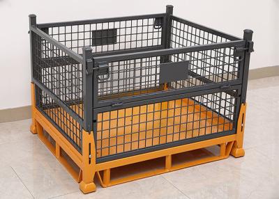 China Forklift Access Collapsible Pallet Cage With Half Pin Positioning Technology 4 Way for sale