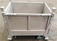 China 500kg White Metal Pallet Cage Warehouse Stillages Trolley with Wheels Stackable for sale