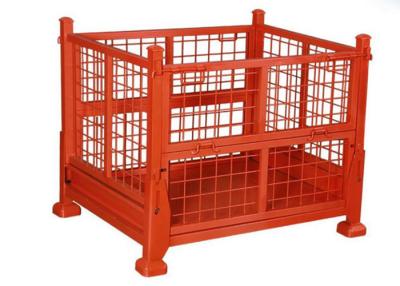 China Collapsible Steel Pallet Cage 1200x1000mm 1500kg Capacity Stackable Warehouse Racking for sale