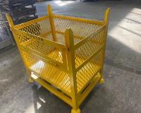 China 50mm x 50mm Mesh Distillation Tray Pallet Cage 1200mm High 1000kg Capacity Movable with Wheels for sale