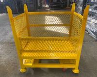 China 50mm x 50mm Mesh Distillation Tray Pallet Cage 1200mm High 1000kg Capacity Movable with Wheels for sale