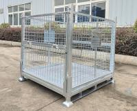 China 1000kg Foldable Steel Stillage Pallet Cage 1200mm Height Industrial Storage for sale