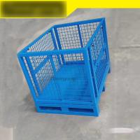China 1000kg Foldable Wire Mesh Pallet Cage with Wheels for Warehouse Storage for sale