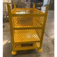 China Galvanized Steel Collapsible Pallet Cage Powder Coated Folding Stackable Transport Solution for sale