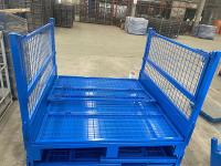 China Warehouse Storage Wire Mesh Pallet Cage With Electrostatic Spraying Galvanized Surface Treatment for sale