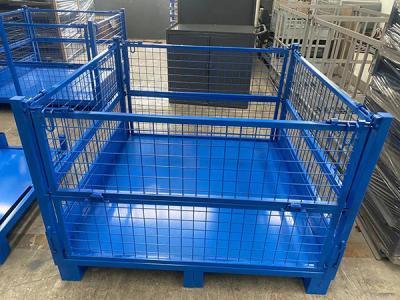 China Warehouse Storage Wire Mesh Pallet Cage With Electrostatic Spraying Galvanized Surface Treatment for sale